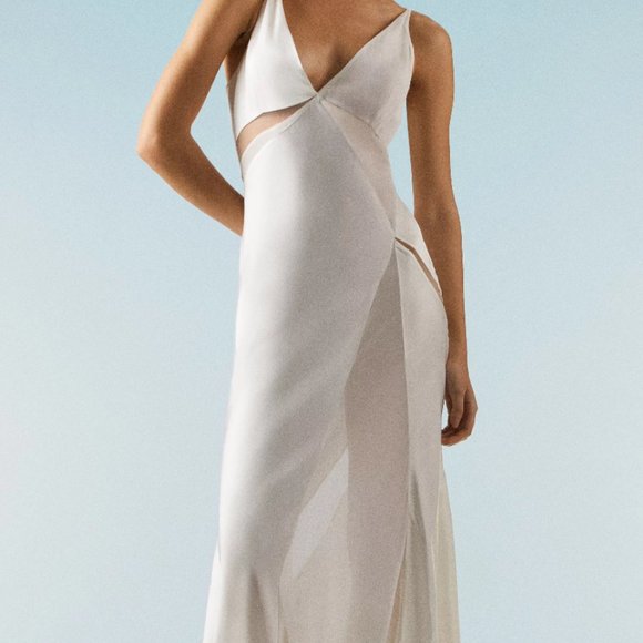 Karen Millen | Dresses | Tall Ooto Sheer Panneled Woven Maxi Dress Nwt Size Us2 | Poshmark